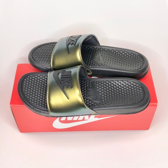 Nike | Shoes | New Nike Benassi Jdi Black Electric Green Size 9 | Poshmark